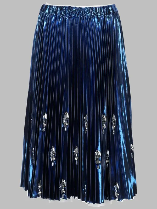 N°21 Jewel Detail Pleated Midi Skirt