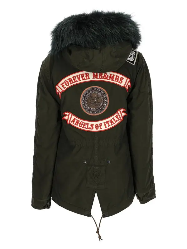 Mr & Mrs Italy Parka Con Patch Logo E Cappuccio