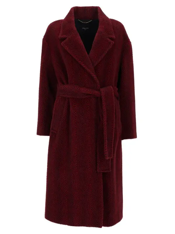 PALTO' Cappotto In Alpaca E Lana Con Cintura - Red