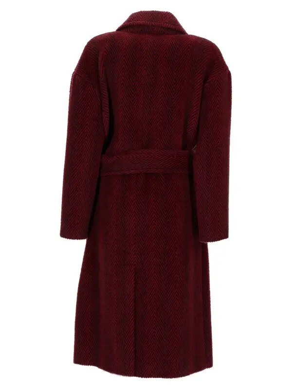 PALTO' Belted Alpaca And Wool Coat