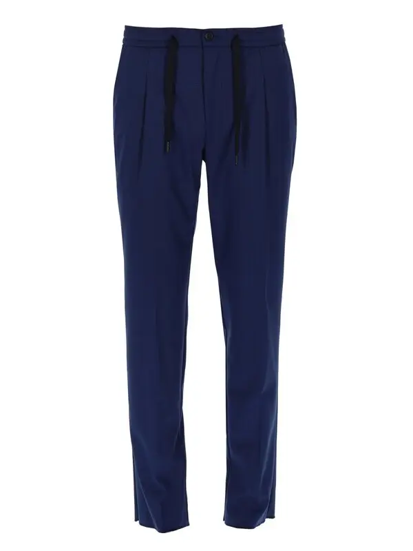 Brian Dales Pantalone In Misto Lana Con Coulisse - Blue