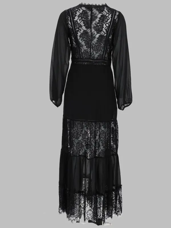 NJ COUTURE Lace Embellished Maxi Dress