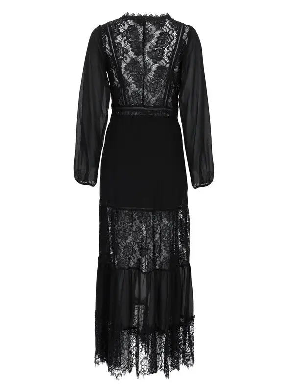 NJ COUTURE Lace Embellished Maxi Dress