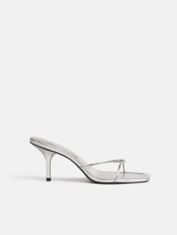 REFORMATION Cooper Heeled Sandal Leather - Silver