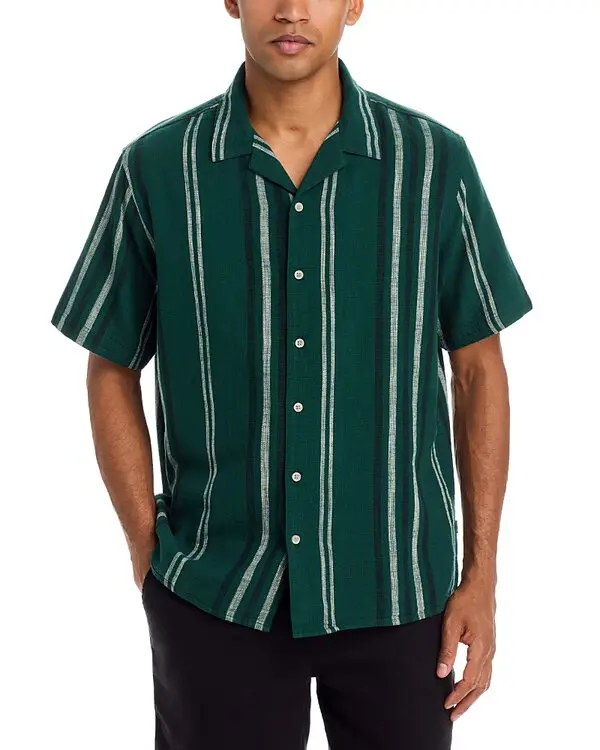 SOLID Linen Short Sleeve Button Up Shirt - Cilantro