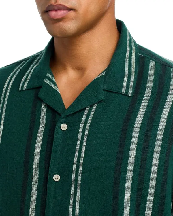 SOLID Linen Short Sleeve Button Up Shirt - Cilantro
