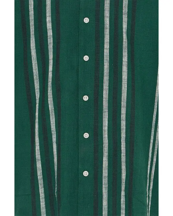 SOLID Linen Short Sleeve Button Up Shirt - Cilantro