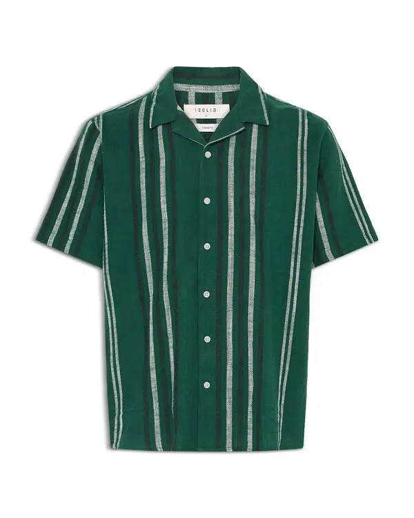 SOLID Linen Short Sleeve Button Up Shirt - Cilantro