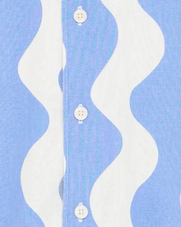 SOLID Linen Printed Short Sleeve Button Up Shirt Exclusive