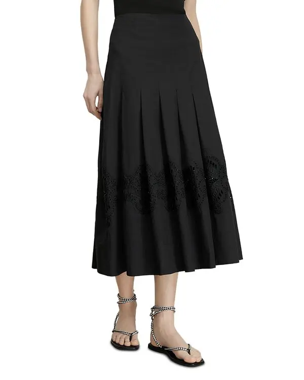 Veronica Beard Fynnley Eyelet Midi Skirt - Black