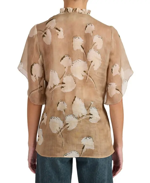 Santorelli Guita Flutter Sleeve Blouse In Floral Voile