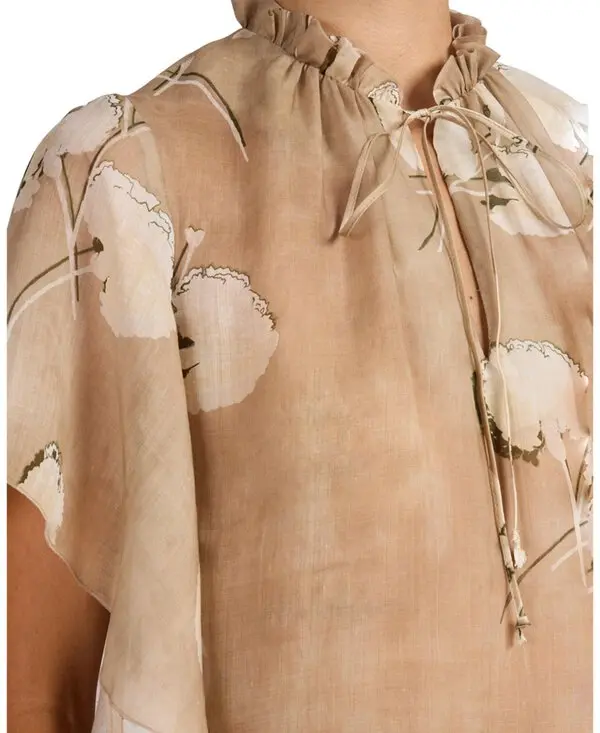 Santorelli Guita Flutter Sleeve Blouse In Floral Voile