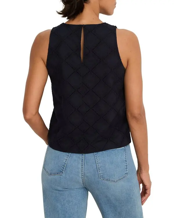 NIC+ZOE Diamond Eyelet Top - Dark Indigo