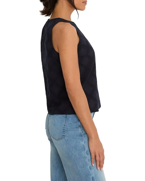 NIC+ZOE Diamond Eyelet Top - Dark Indigo