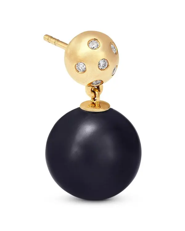 Bloomingdale'S Onyx & Diamond Bead Drop Earrings In 14k Yellow