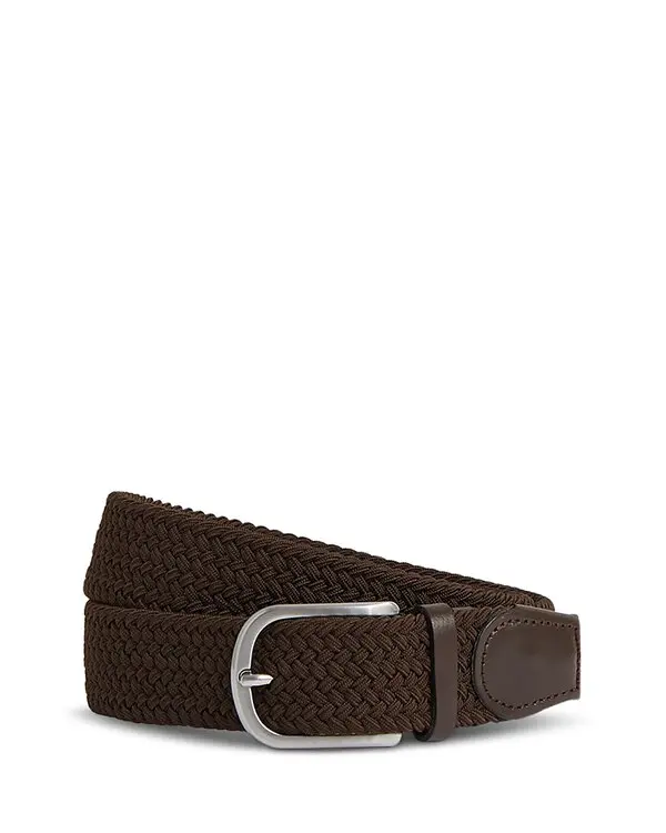 REISS Elmont Woven Belt - Dark Brown