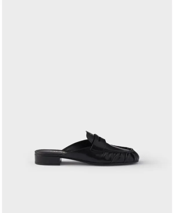 Prada Leather Mules - Black
