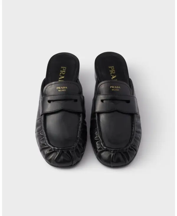Prada Leather Mules - Black