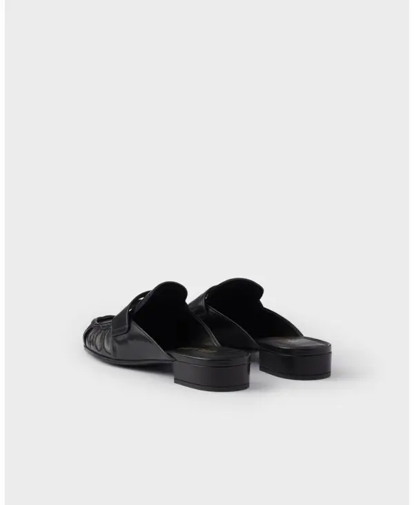 Prada Leather Mules - Black