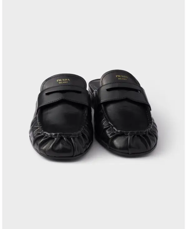 Prada Leather Mules - Black