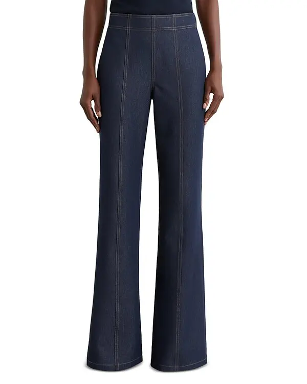 REISS Petite Edie Flare Pants - Dark Blue