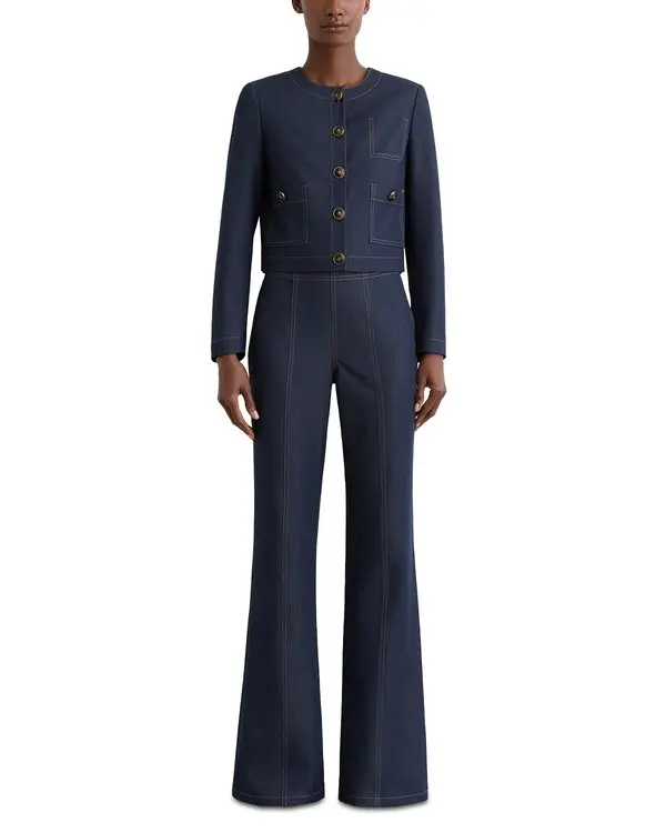 REISS Petite Edie Flare Pants In Denim