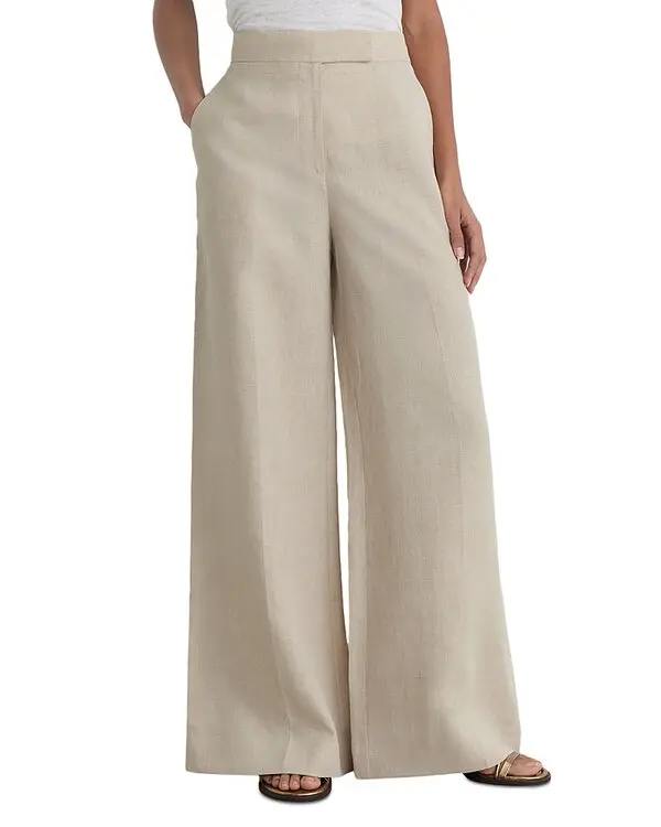 REISS Kit Linen Wide Leg Trousers - Neutral