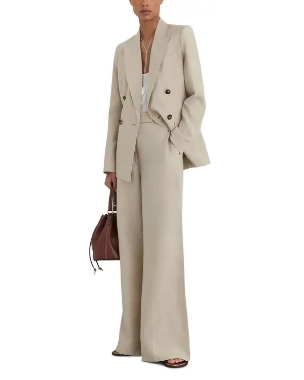 REISS Kit Linen Wide Leg Trousers