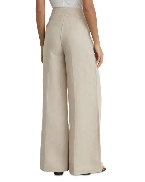 REISS Kit Linen Wide Leg Trousers