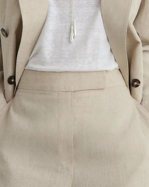 REISS Kit Linen Wide Leg Trousers