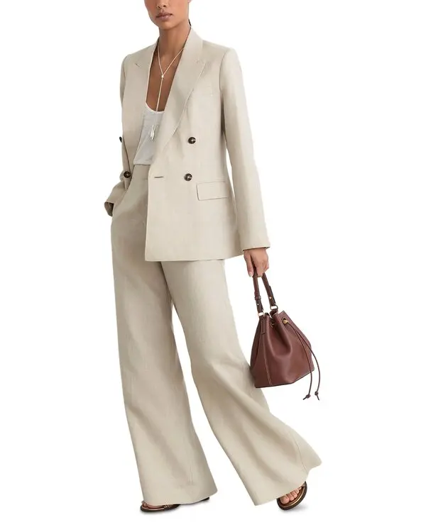 REISS Kit Linen Wide Leg Trousers