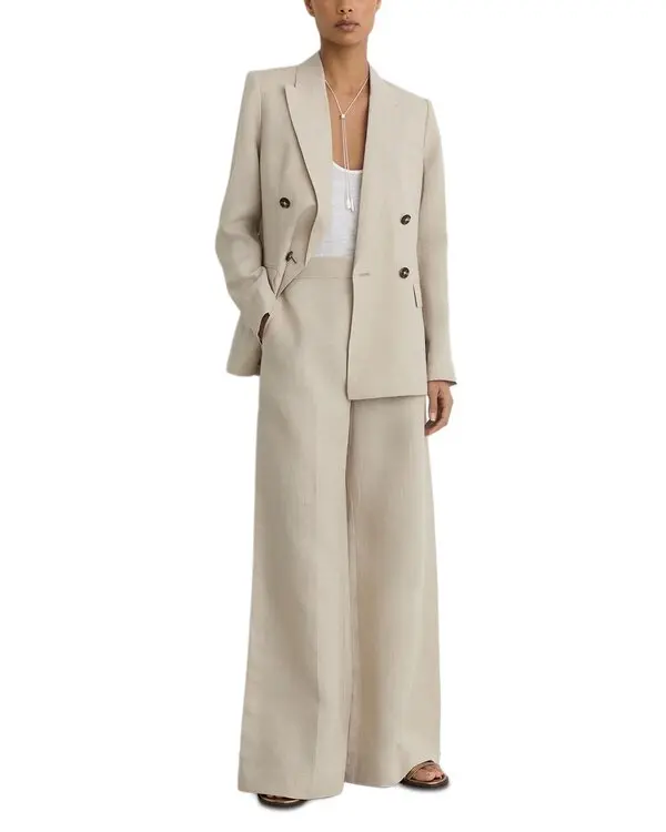 REISS Kit Linen Wide Leg Trousers