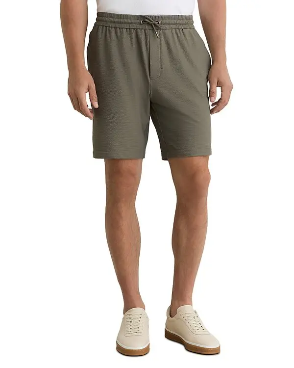 REISS Ajay Seersucker Shorts - Dark Sage