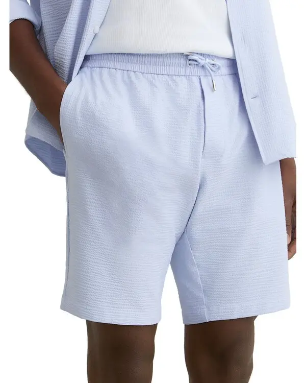 REISS Ajay Seersucker Shorts - Soft Blue