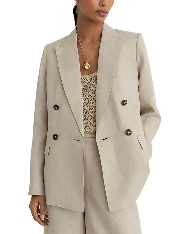 REISS Petites Kit Linen Blazer - Neutral