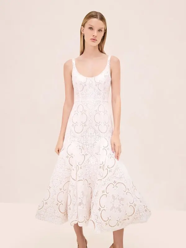 Alexis Antibes Dress - White Emb. Lace