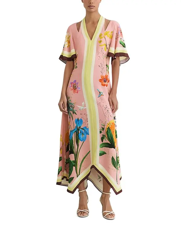 REISS Flossy Floral Print Dress - Pink