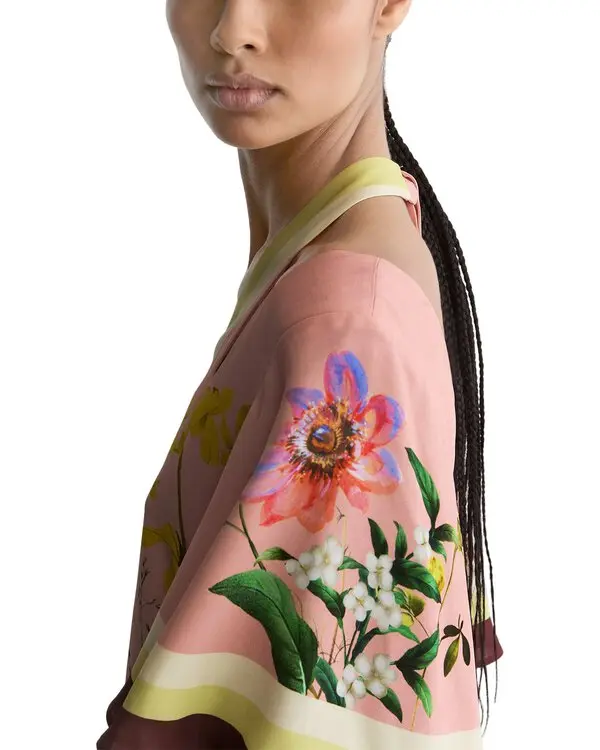 REISS Flossy Floral Print Midi Dress