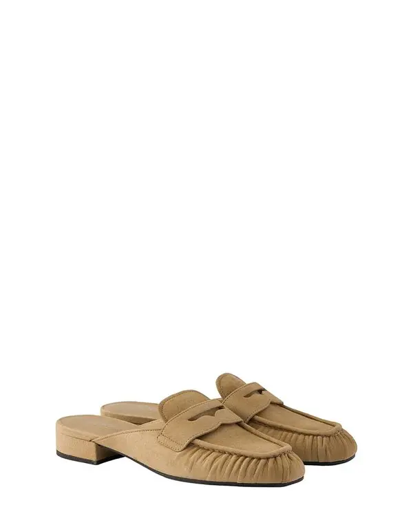Prada Suede Mules - Neutral