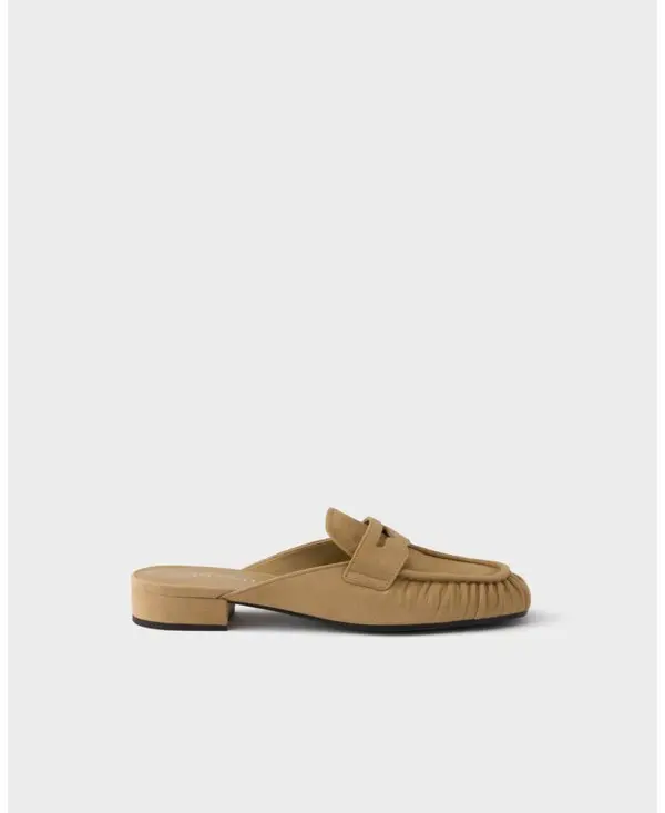 Prada Suede Mules - Neutral