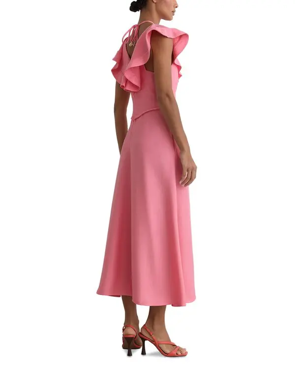 REISS Giselle Midi Dress With Ruffle Detail
