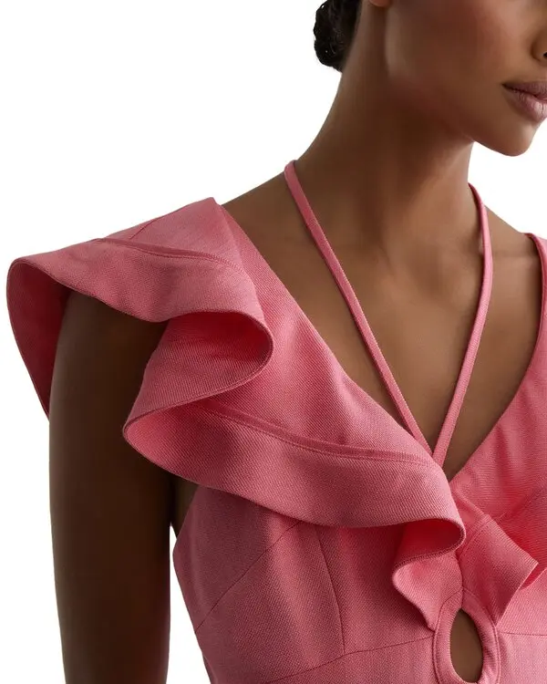 REISS Giselle Midi Dress With Ruffle Detail