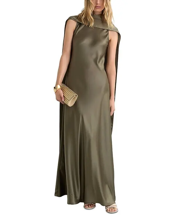 REISS Fae Maxi Dress - Khaki Green