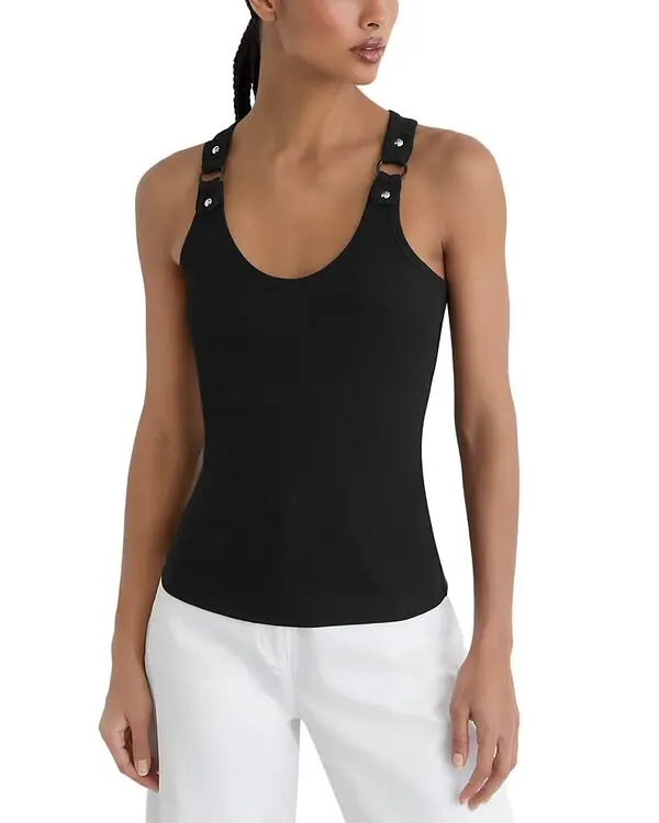 REISS Bella Round Neck Vest - Black