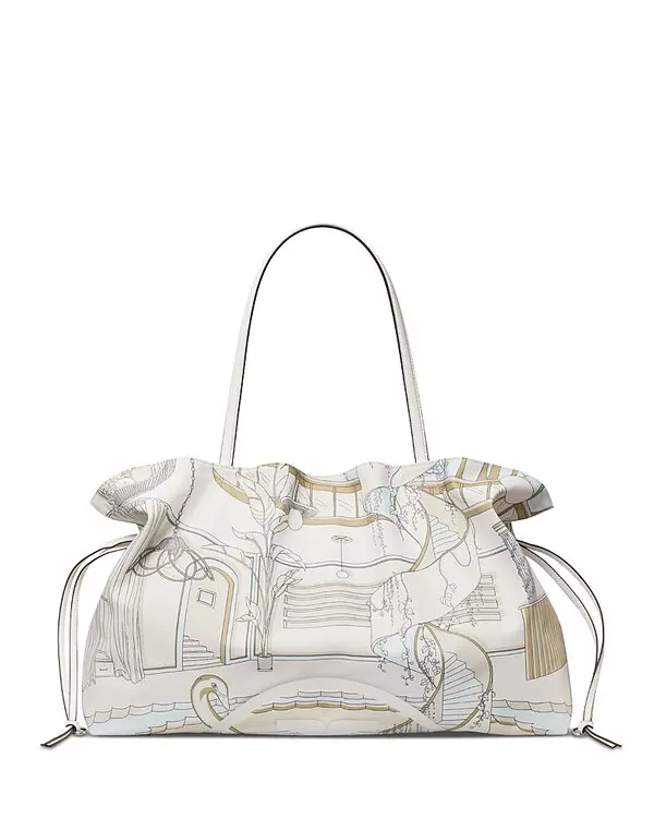 Sisley Printed Drawstring Tote Bag - Pool Blue