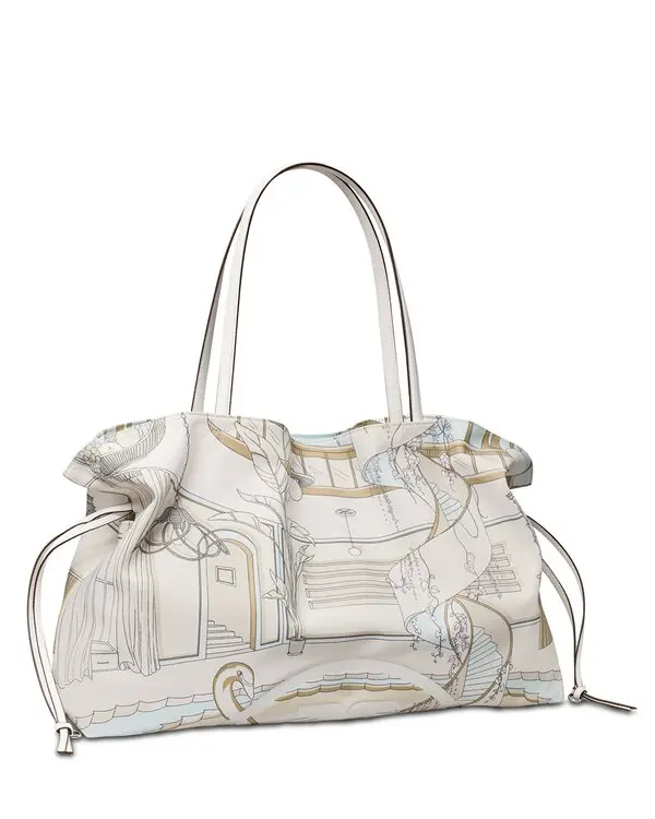 Sisley Printed Drawstring Tote Bag - Pool Blue