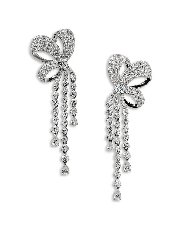 Nadri Eros Crystal Ribbon Chandelier Earrings - Rhodium