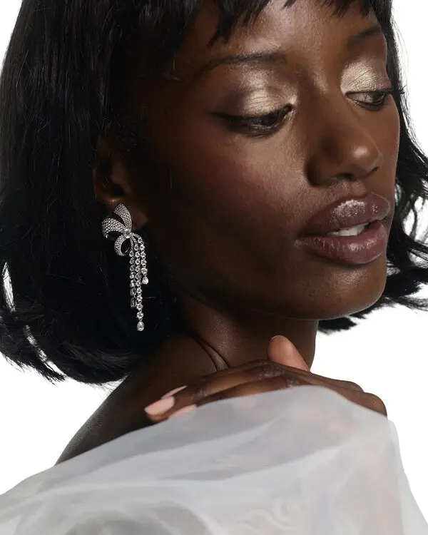 Nadri Crystal Ribbon Chandelier Earrings