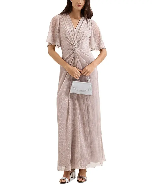 PHASE EIGHT Dorinda Plisse Maxi Dress - Metallic