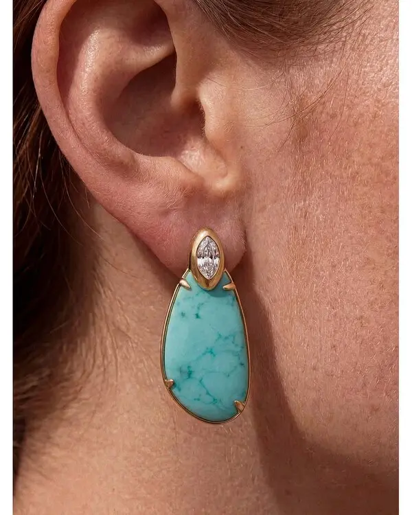 Ettika Majestic Cubic Zirconia & Stone Drop Earrings